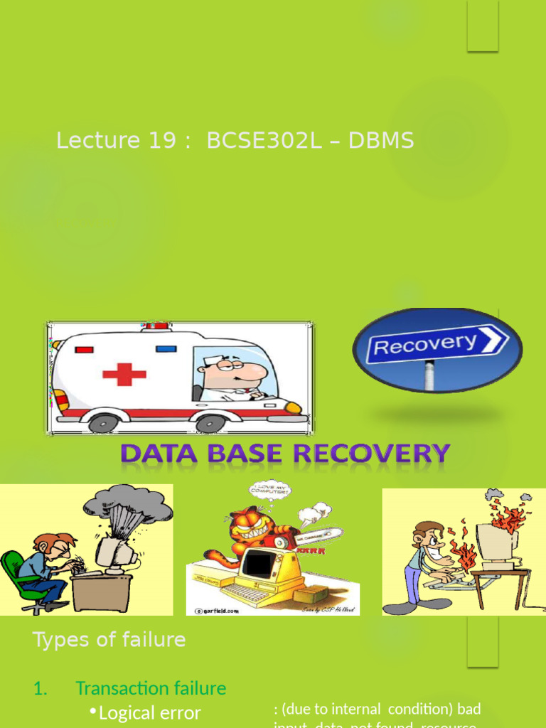 Lecture 19 - BCSE302L - Recovery | PDF