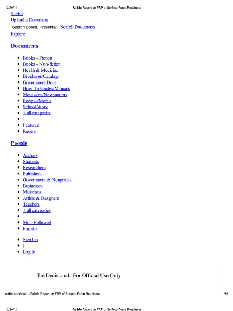 Balisle Report On FRP of Surface Force Readiness | PDF | Foreign ...
