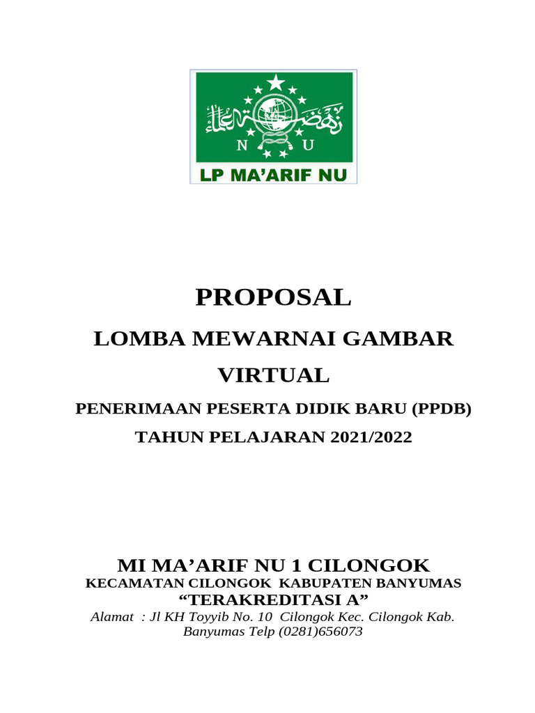 Proposal Lomba Mewarnai Gambar Virtual PPDB 2021 | PDF