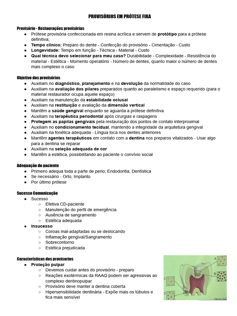Provisórios em Prótese Fixa | PDF