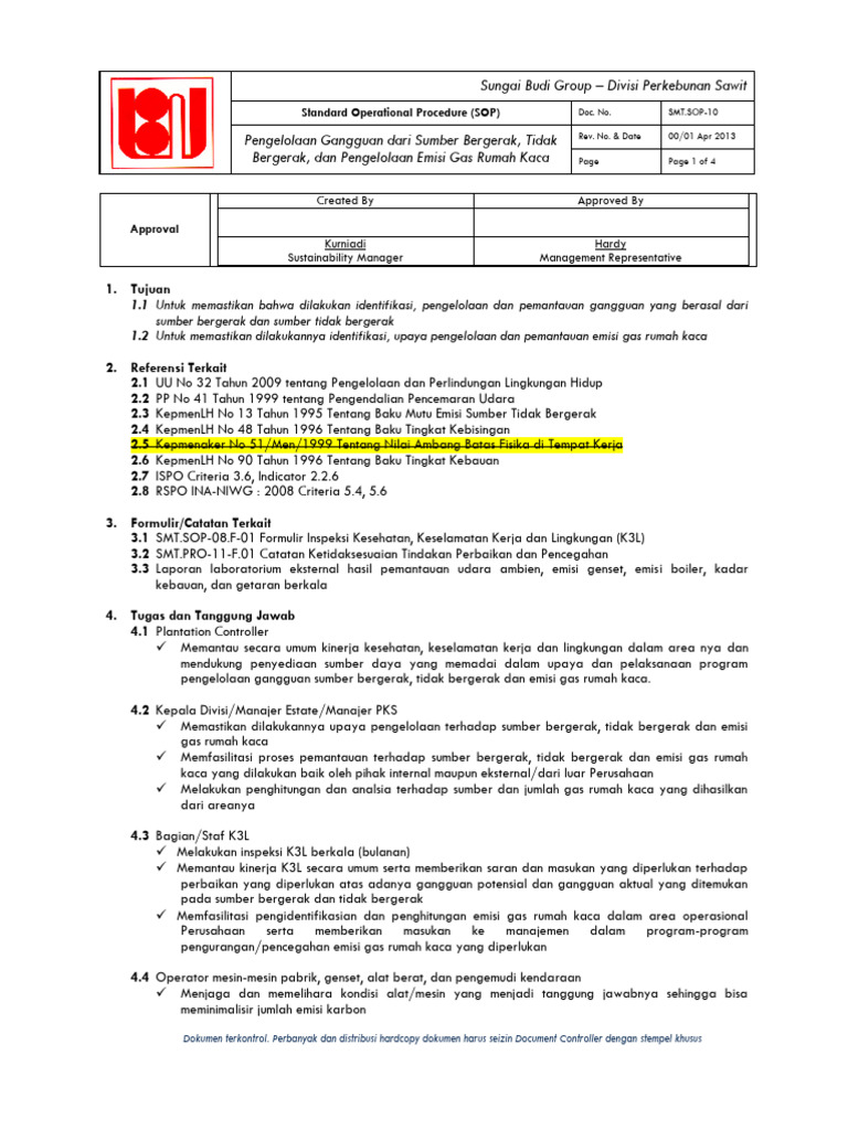 10.SMT - SOP-10 Pengelolaan Dari Gangguan Sumber Bergerak, Tidak Bergerak Dan Emisi Gas Rumah ...