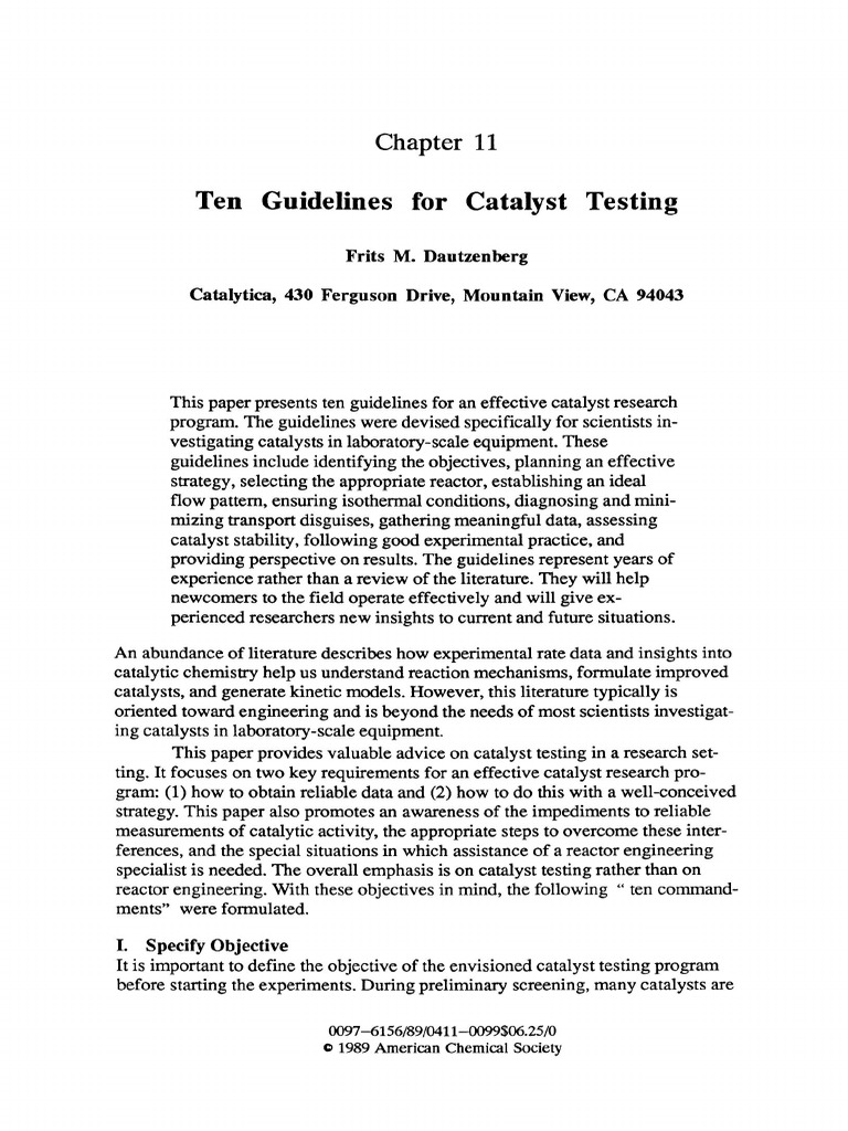 Ten Guidelines For Catalyst Testing 2 | PDF