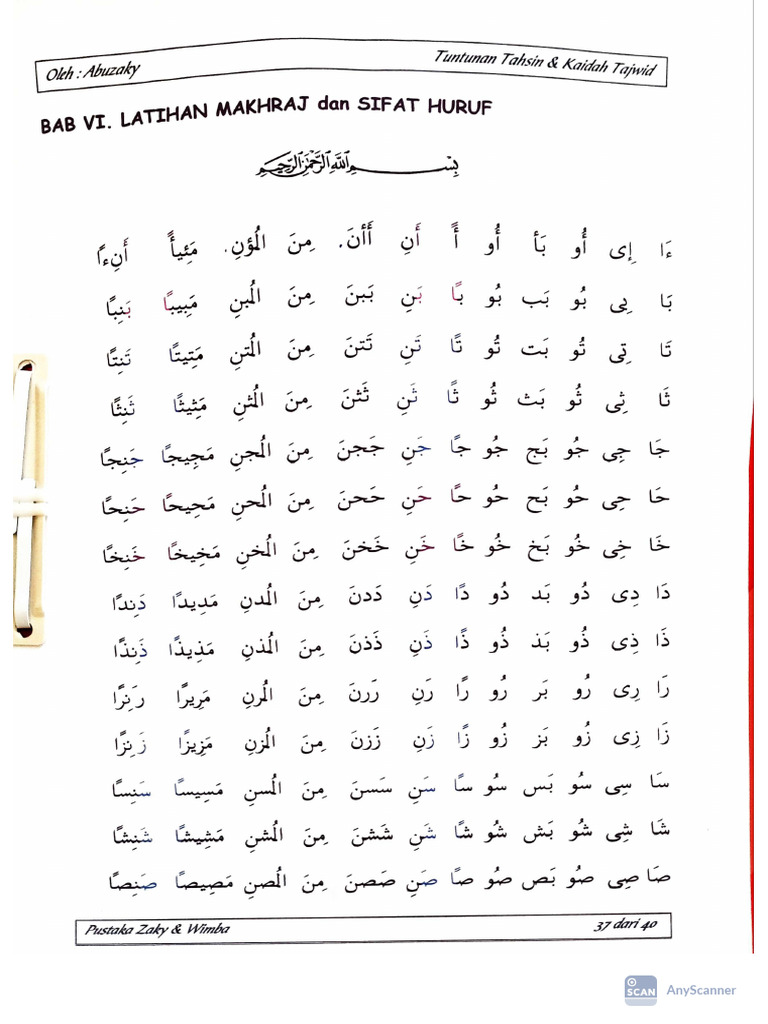 Makhraj Dan Sifat Huruf | PDF