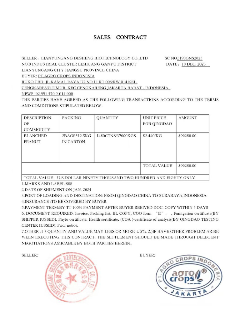 ACI-Sales Contract | PDF