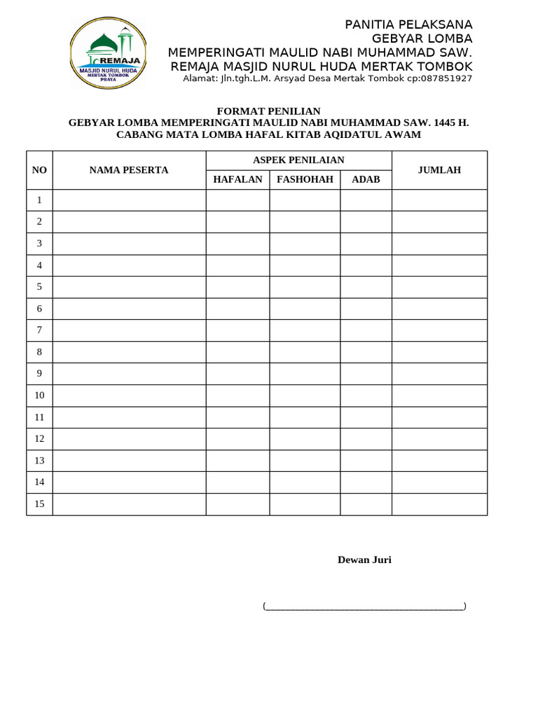 Format Penilaian | PDF