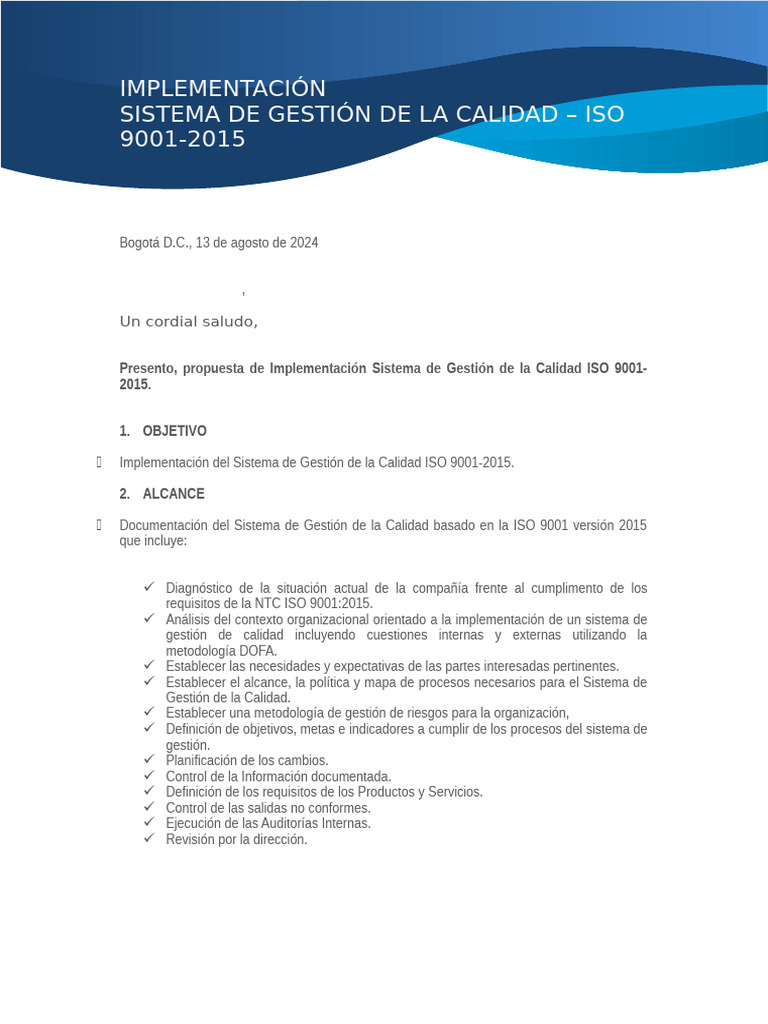 Implementación ISO 9001-2015 | PDF