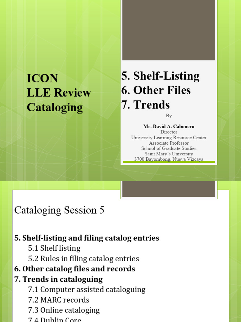 review 05. Shelflist, trends | PDF