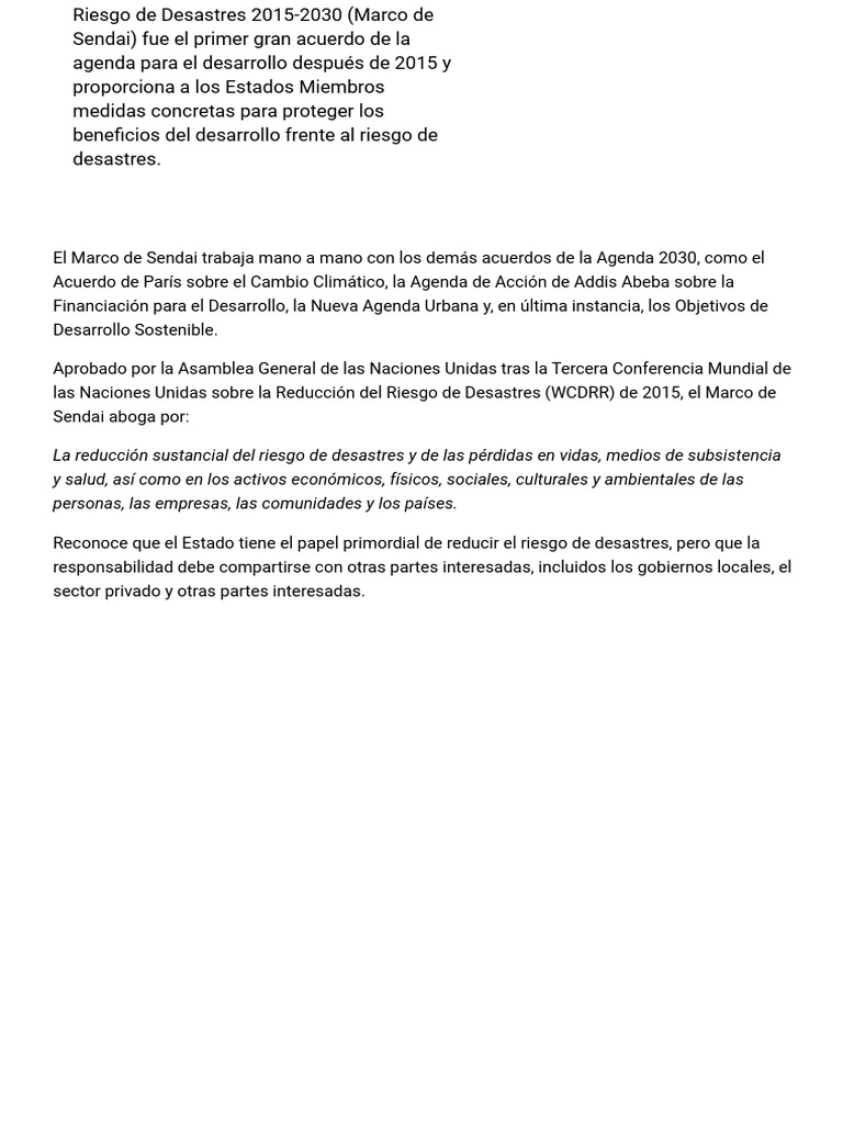 ¿Qué Es El Marco de Sendai para La Reducción Del Riesgo de Desastres ...