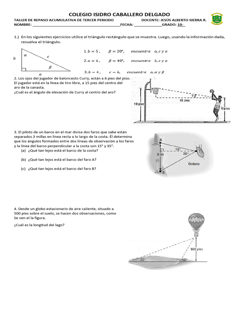 Taller de Repaso p3. Acumulativa Math | PDF