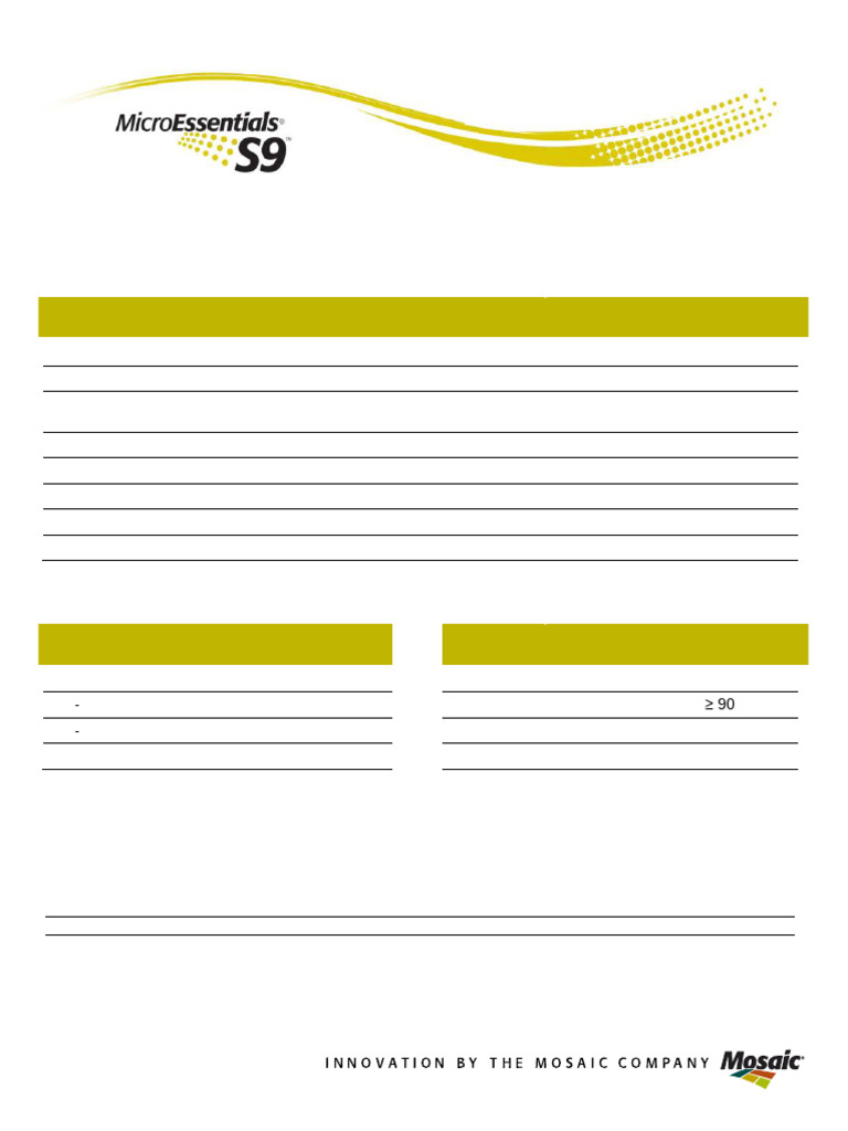 Micro Essentials S9 Technical Data Sheet | PDF