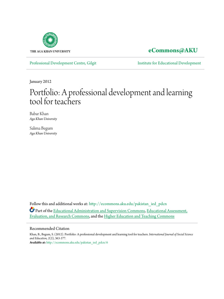 Portfolio - A Professional Development and Learning Tool For Teach | PDF