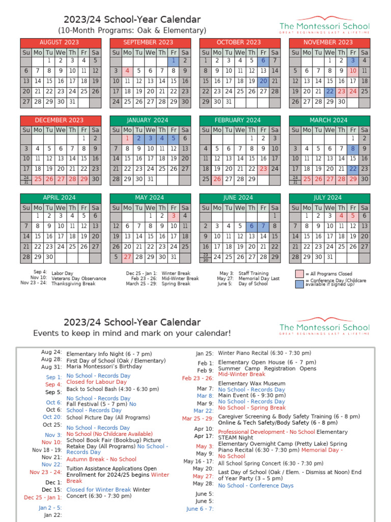 School Year Calendar 2023 24 v4 | PDF