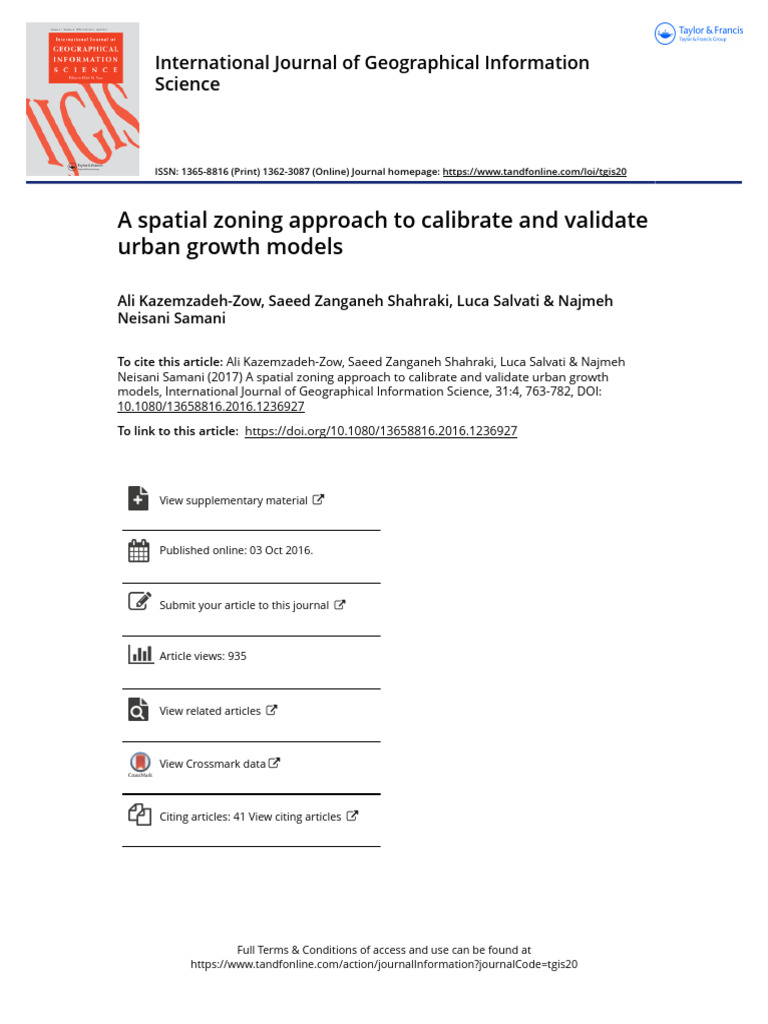 A Spatial Zoning Approach To Calibrate and Validate Urban Growth Models ...