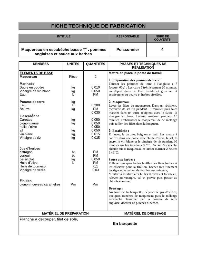 Maquereau en Escabèche B T | PDF