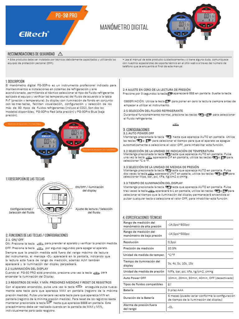 Manometro Digital Manual-PG-30-Pro-ESP-1 | PDF