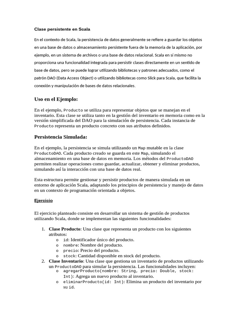 Clase Persistente en Scala | PDF | Objeto (informática) | Métodos y ...