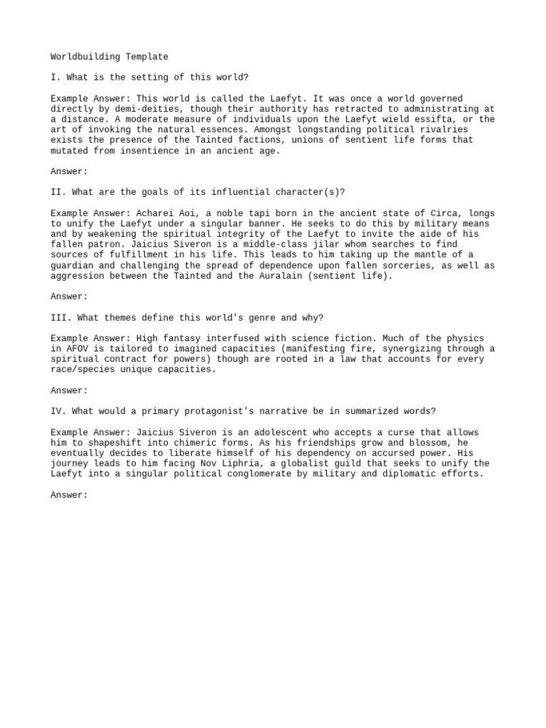 Worldbuilding Template | PDF