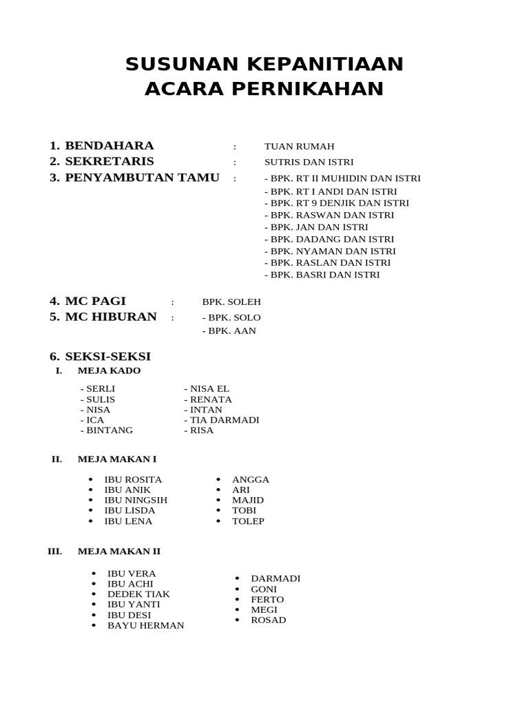 Susunan Kepanitiaan | PDF