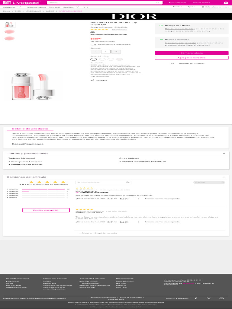 Bálsamo DIOR Addict Lip Glow Oil Liverpool | PDF