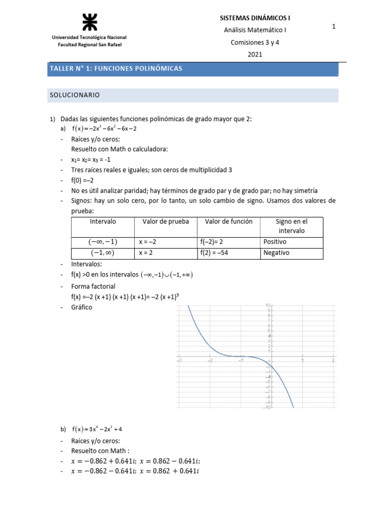 Solucionario Taller 1 | PDF