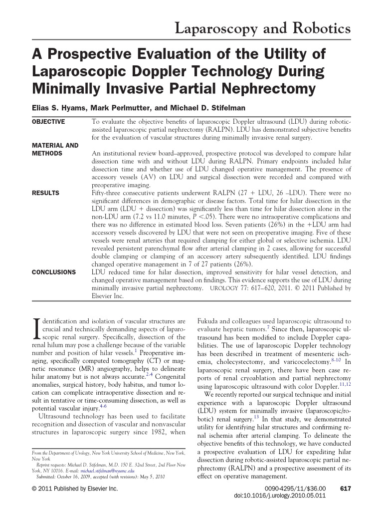 A Prospective Evaluation of The Utility of Laparoscopic Doppler ...