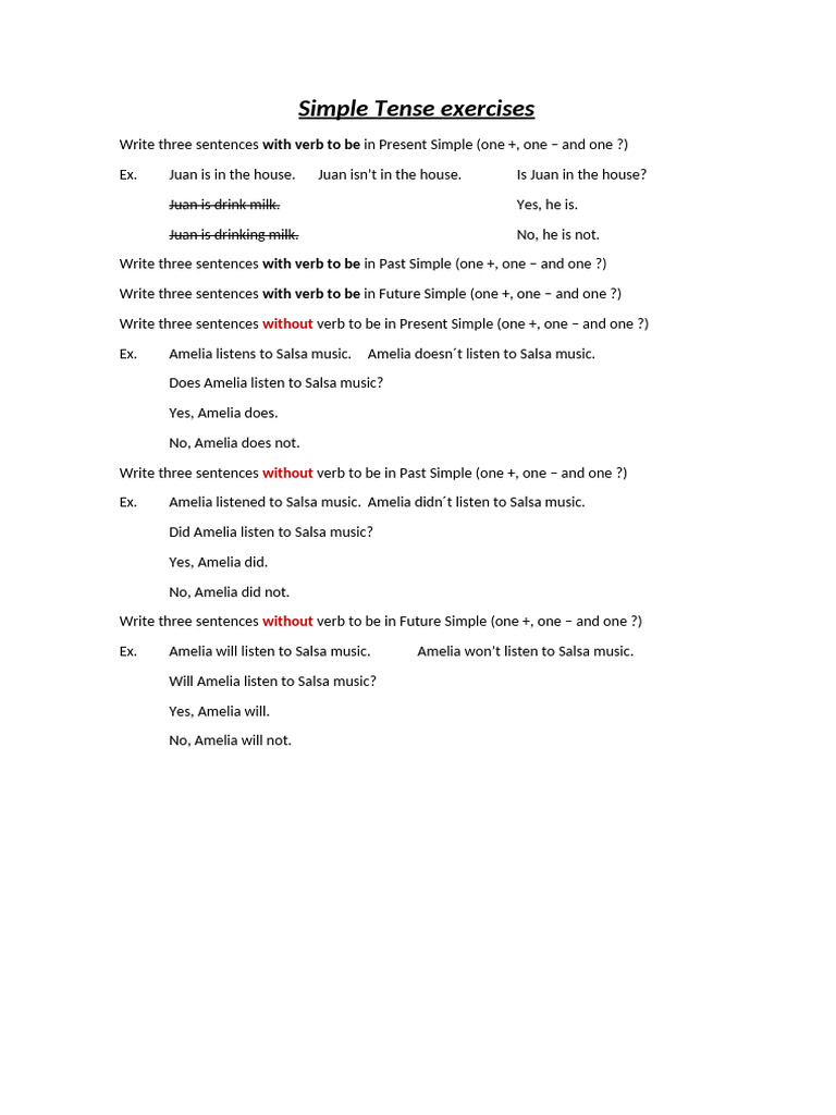 Simple Tense Exercises | PDF