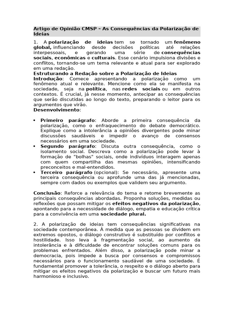 Artigo de Opinião CMSP | PDF