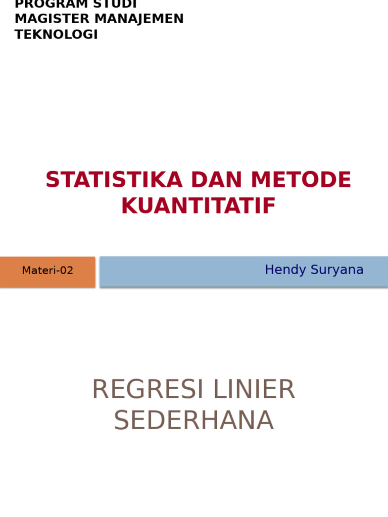 Materi 02 - Regresi Linier Sederhana | PDF