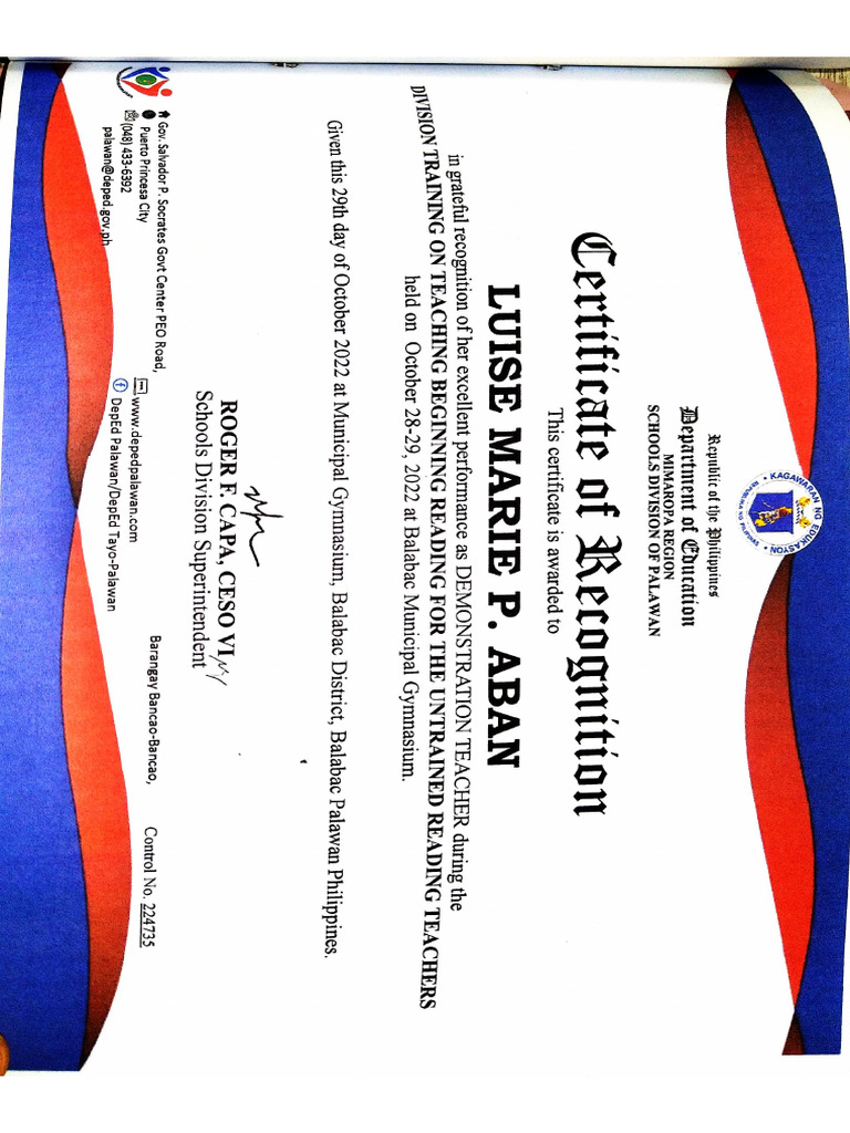 BCS Training Certificate | PDF