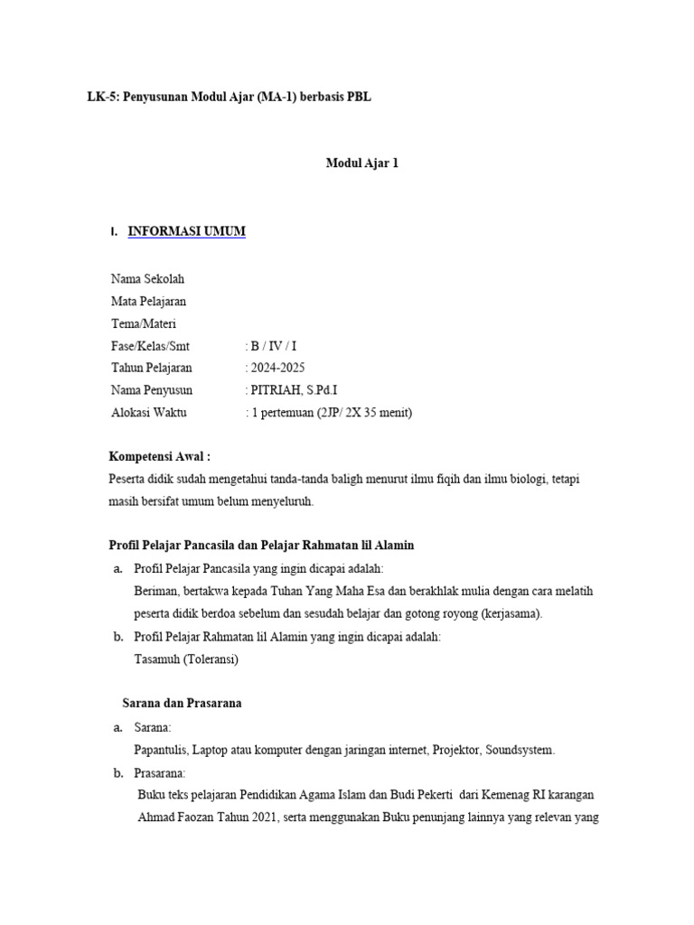 LK 5 Modul PBL | PDF