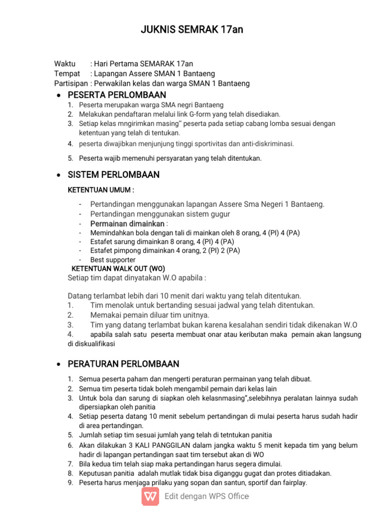 Juknis Semarak 17 An | PDF