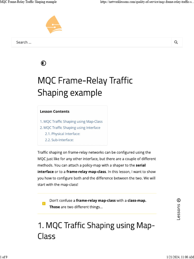 Lec-16 MQC Frame-Relay Traffic Shaping Example | PDF