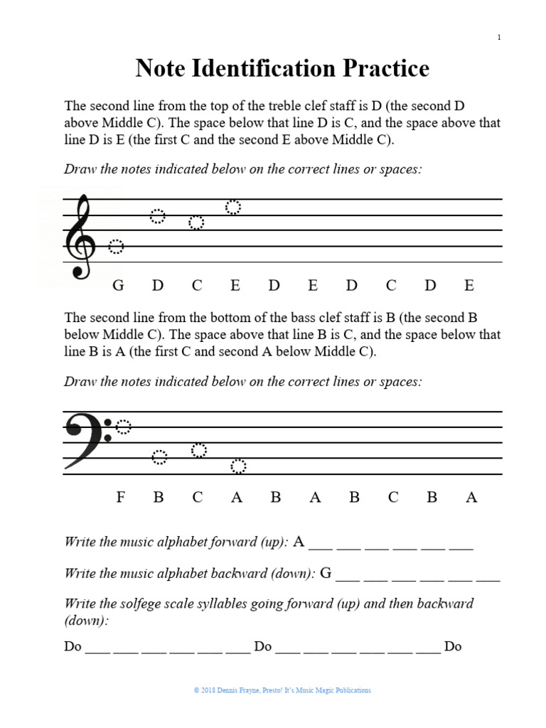 Grand Staff Note Identification Practice 3 | PDF | Clef | Symbols