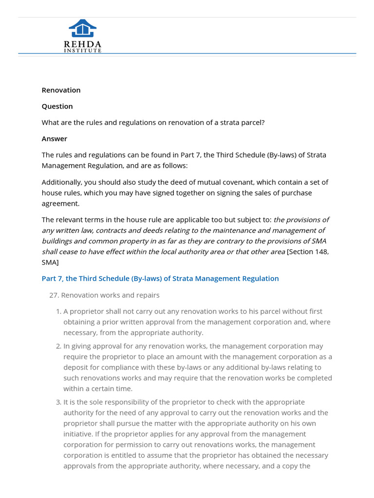 2b.FAQ Renovation - REHDA - SMA | PDF