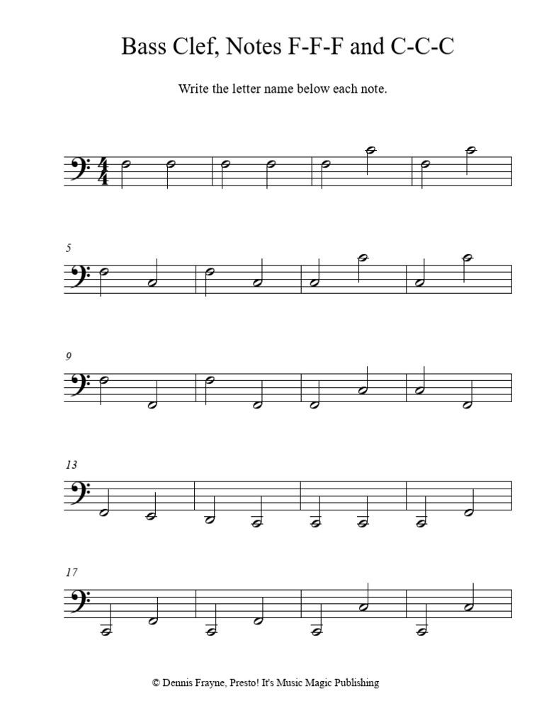 Bass Clef Note Naming Beg F-F-F C-C-C | PDF
