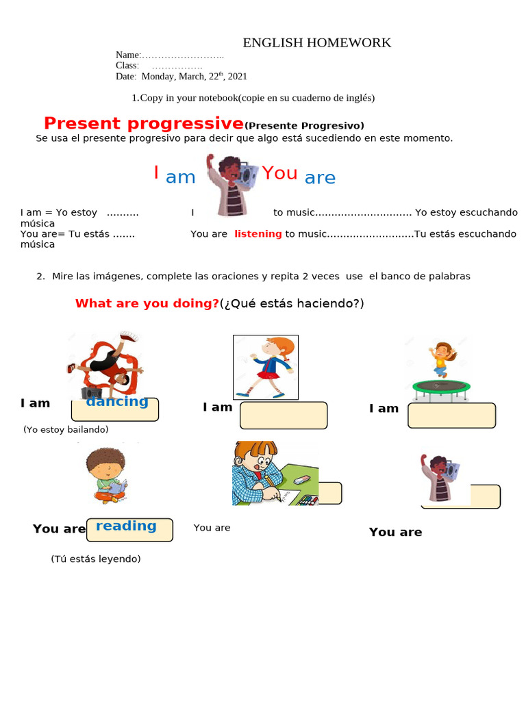 Present Progressive | PDF