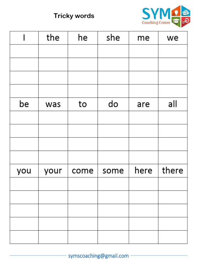72 Tricky Words Worksheet | PDF