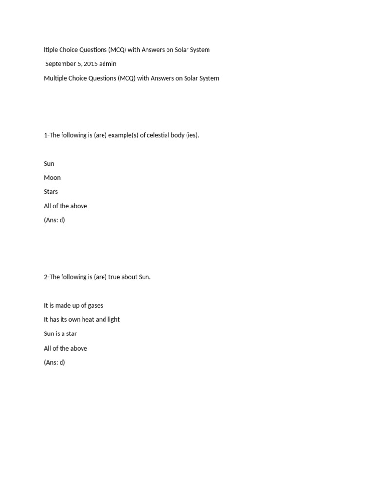 Earth Science Multiple Choice Questions | PDF