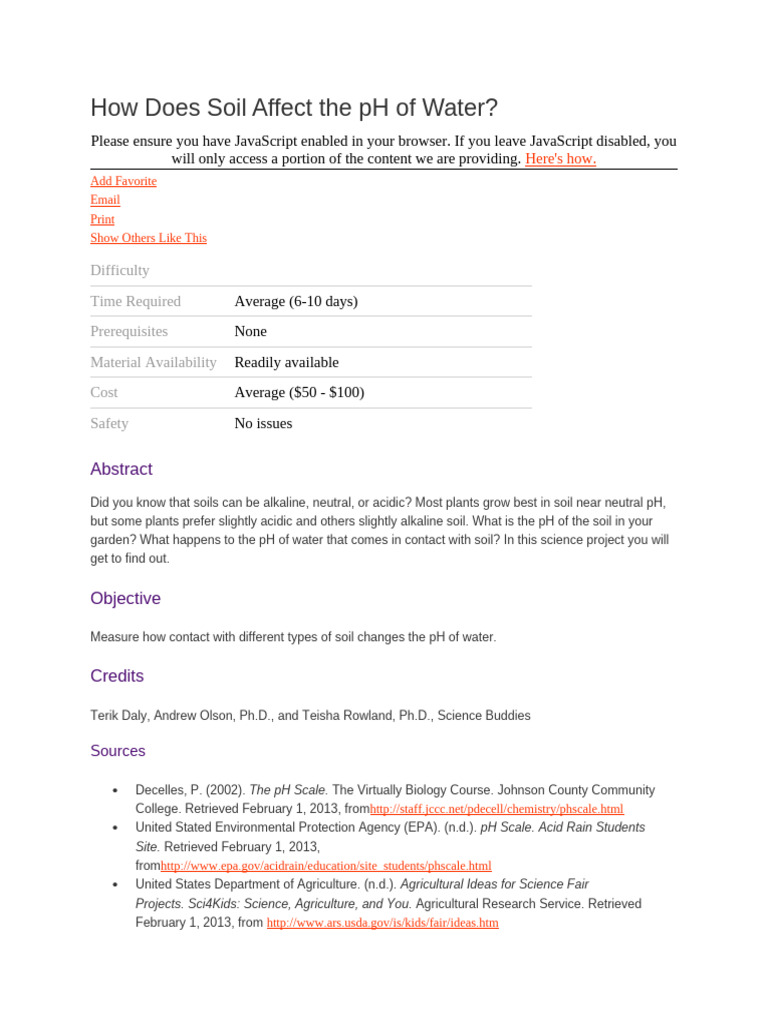 How Does Soil Affect The PH of Water | PDF