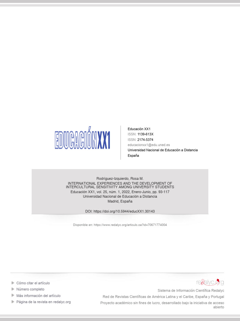 International Experiences and The Development of Intercultural Sensitivity Among University ...