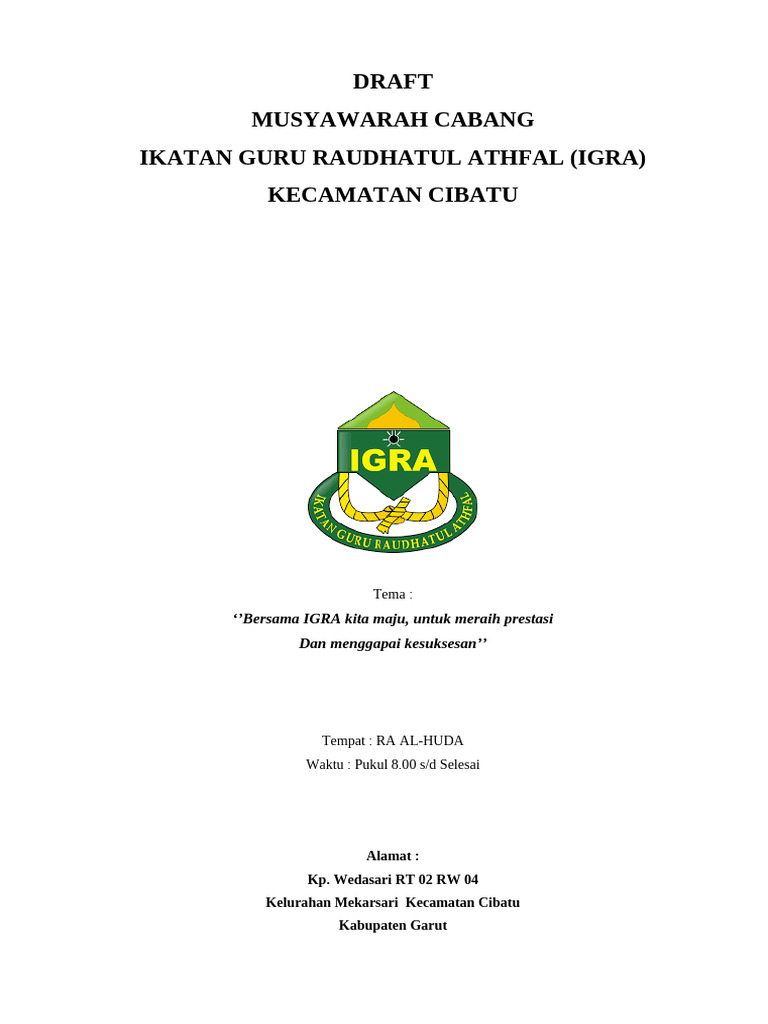 Draff Muscab Igra Kecamatan - Cibatu 2024 | PDF