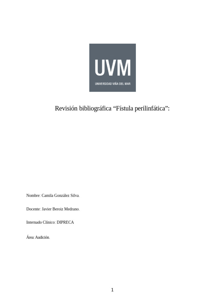 Fístula Perilinfática: Diagnóstico y Tratamiento | PDF | Oído | Ciencia ...