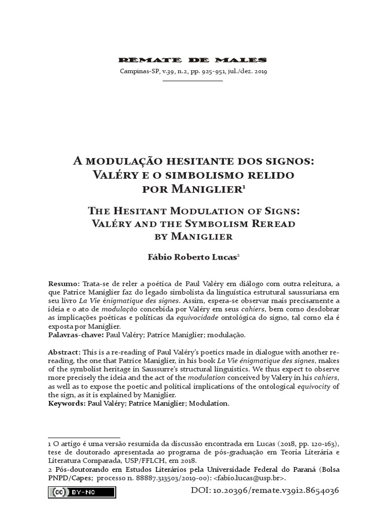 A Modulação Hesitante Dos Signos - Remate de Males | PDF