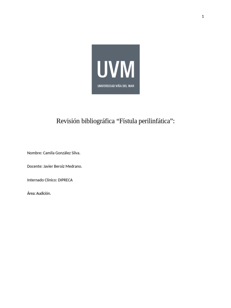 Fístula Perilinfática: Diagnóstico y Tratamiento | PDF | Oído | Ciencia ...