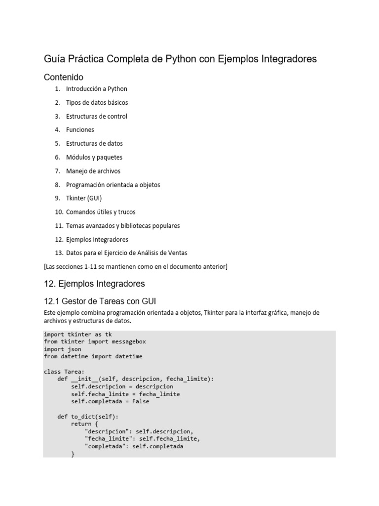 Guia Completa Python Con Ejemplos | PDF