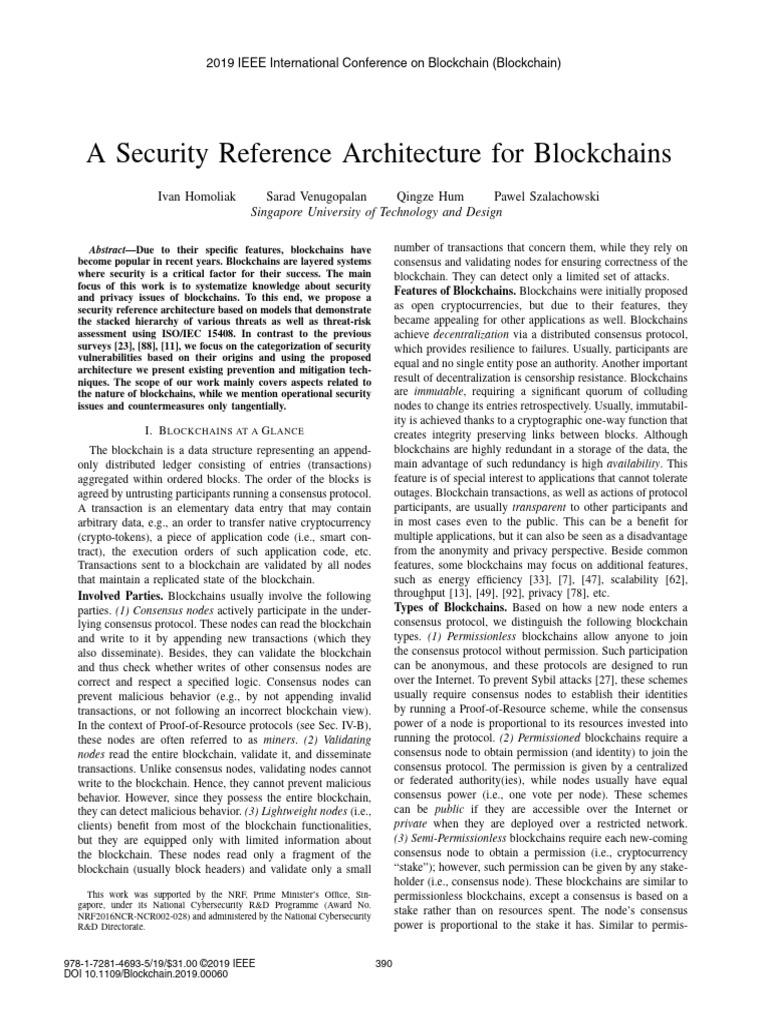 A Security Reference Architecture For Blockchains | PDF | Computer Network | Domain Name System
