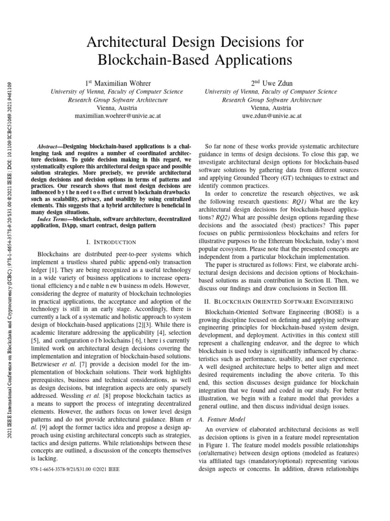 Architectural Design Decisions For Blockchain-Based Applications | PDF ...