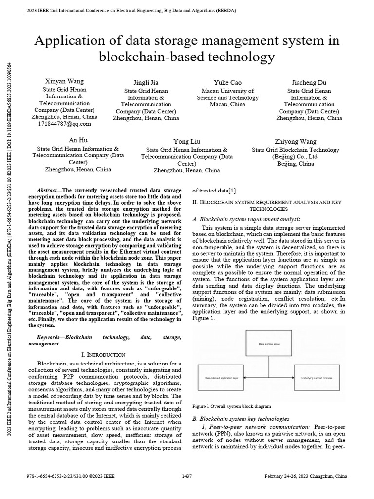 Application of Data Storage Management System in Blockchain-Based Technology | PDF | Computer ...