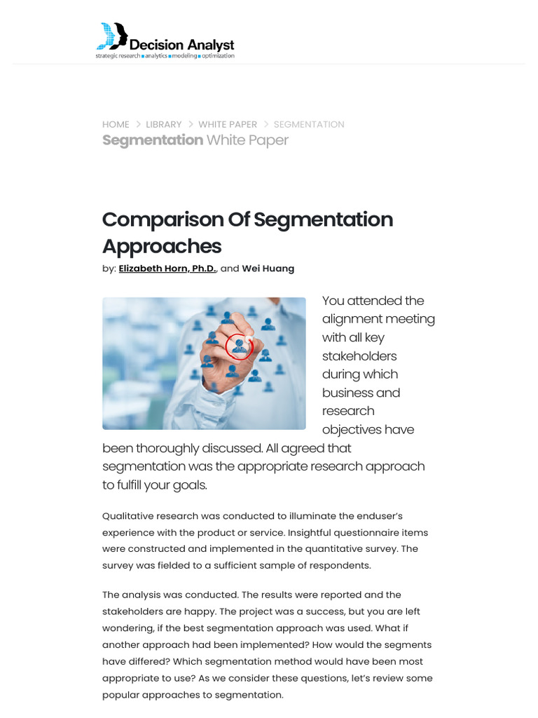 (Cluster Methods) Comparison of Segmentation Approaches | PDF