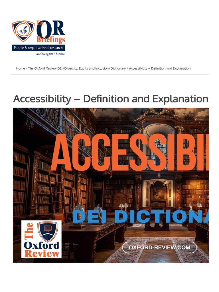 Accessibility - Definition and Explanation Oxford | PDF